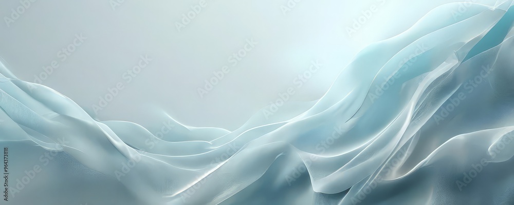 flowing, wispy fabric in a light blue hue, with a gradient effect ...