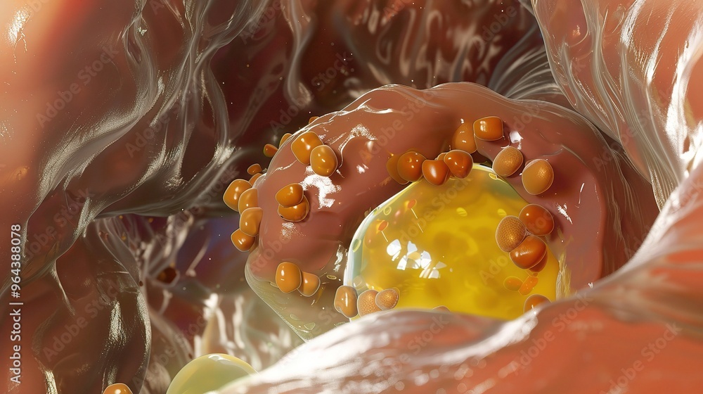 A clear visualization of a gallstone within the body. The gallstone is ...