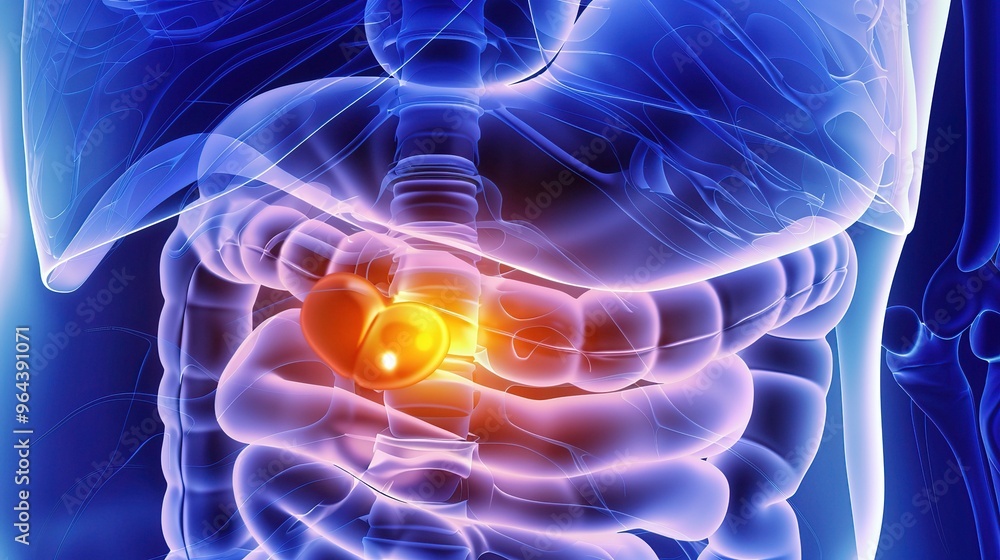 A clear visualization of a gallstone within the body. The gallstone is ...