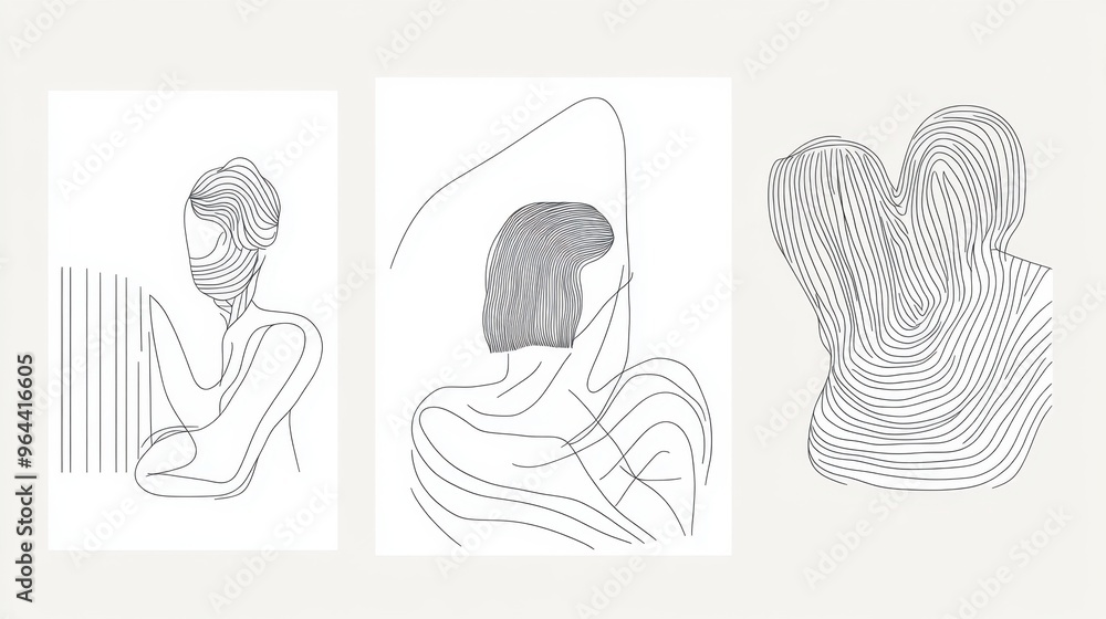 Minimalist line art in different forms, highlighting the beauty of ...