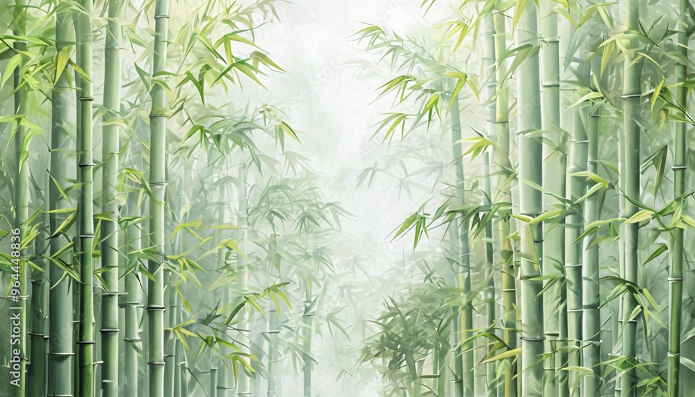 Bamboo Forest Serenity in Morning Mist - Wallpaper Texture Stock ...