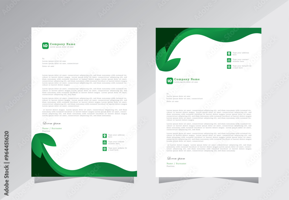 Green colour letterhead template design with eco concept, Eco ...