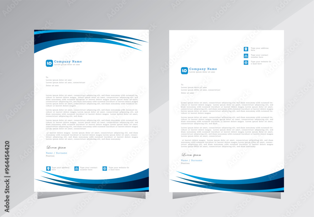Vecteur Stock Corporate letterhead template design with blue colour ...