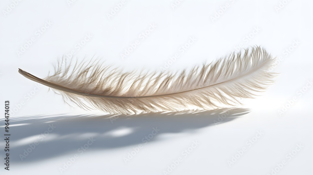 CG Floating Feather: A delicate, CG-rendered feather floating ...