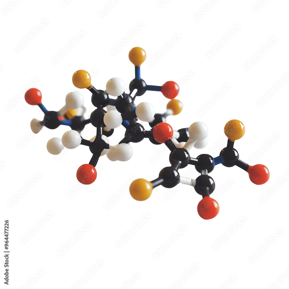 Colorful molecular model displaying chemical structure with connected ...