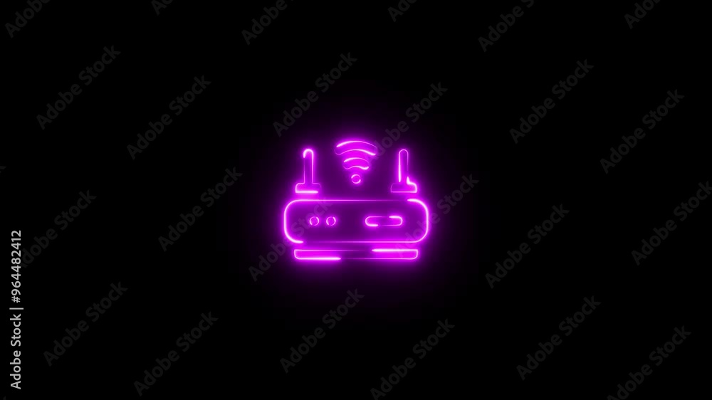 Neon WiFi Router Icon Video HD - Glowing Wireless Network Symbol with ...