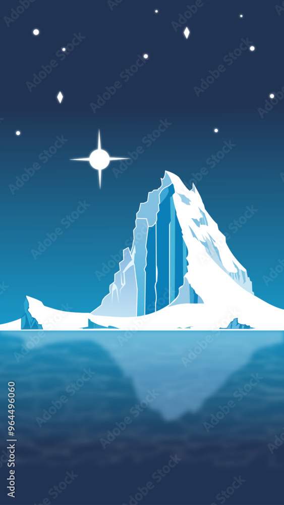 polar landscape vector illustration. drawing of the northern nature in ...