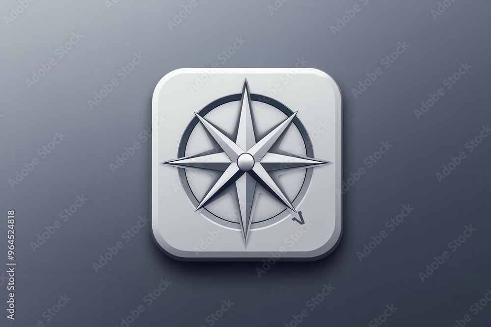 Elegant compass rose icon design featuring a sleek metallic look on a ...