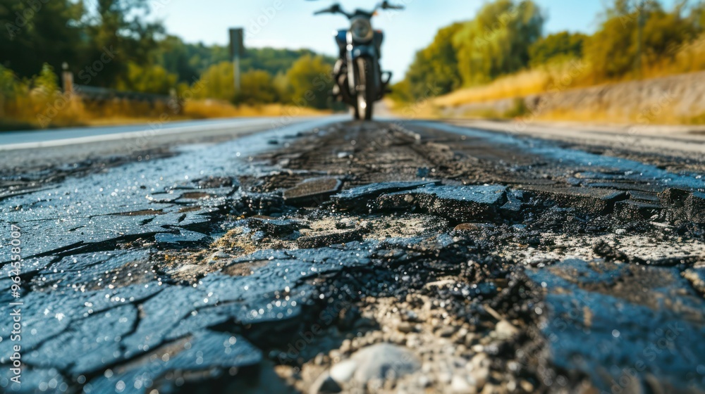 Motorcycle accident on road caused by mysterious asphalt incident ...