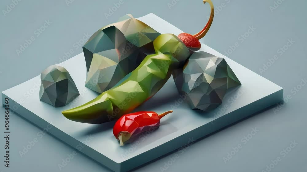 green chili low poly isometric art 3d art station concept art high ...