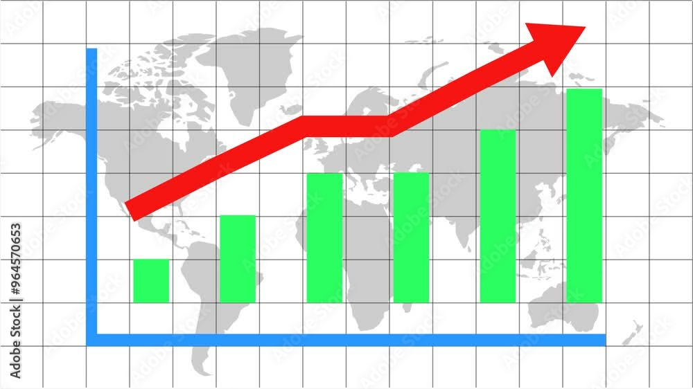 Growing Chart with Arrow Animation, Financial Business Animated Growth ...