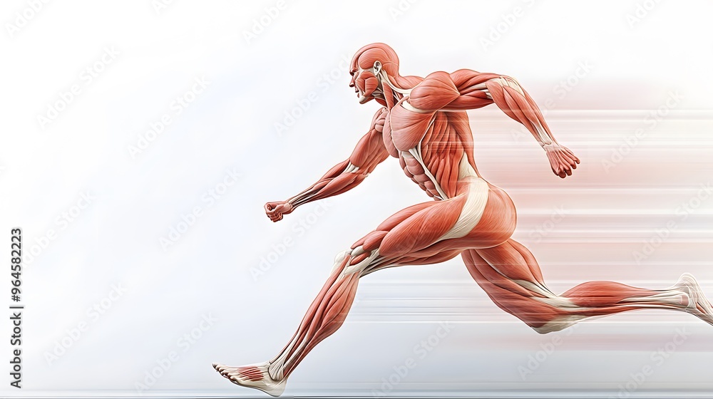 Muscular System Highlighted in Motion: A dynamic illustration of the ...