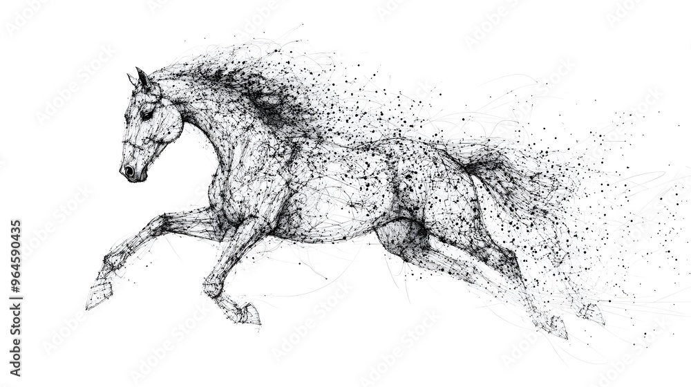 Running Horse from Lines: A dynamic image of a galloping horse, its ...