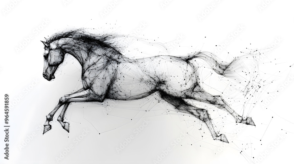 Running Horse from Lines: A dynamic image of a galloping horse, its ...
