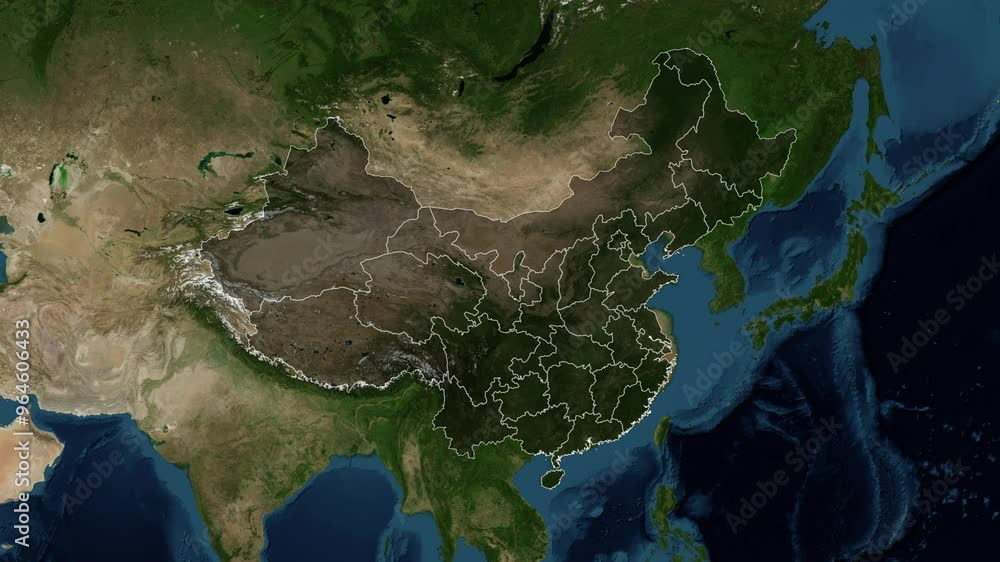 Zoom from Earth to China. (with Provinces) World map animation with ...