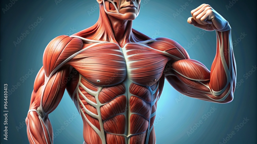 anatomy of bicep and tricep muscles definition illustration Stock ...