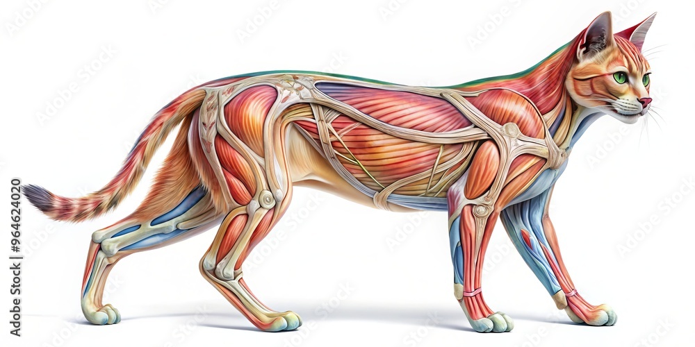 cat hind leg anatomy diagrams detailed illustration style technical ...