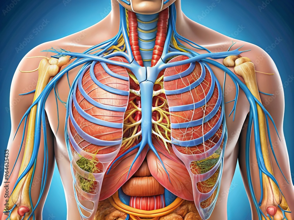 chest cavity anatomy diagram visual representation concept Stock ...