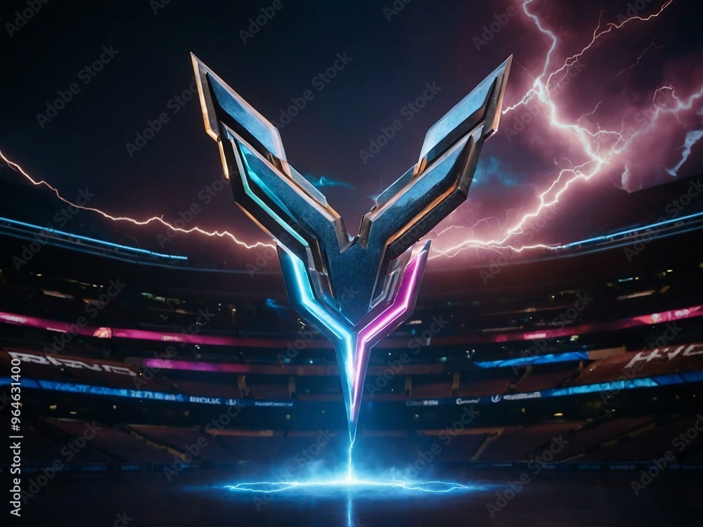 Glowing arrow in motion, representing speed and direction in a dynamic ...