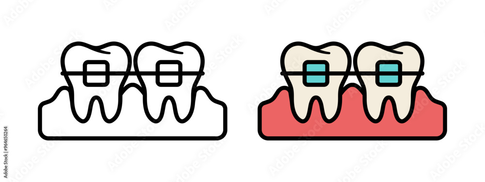 Teeth braces icon. Dental bracket system vector illustration. Teeth ...