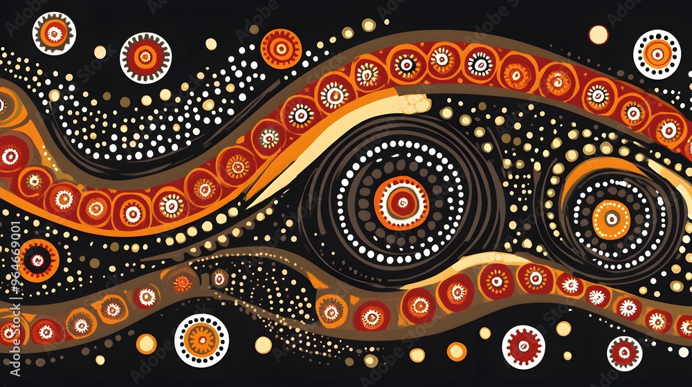 Pattern reflecting Aboriginal art's connection to the land, with dot ...