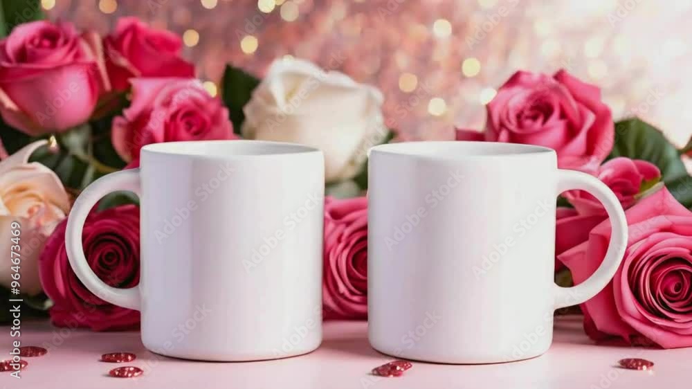 Valentine Mug Mockup - Romantic Coffee Cup Design Template with Hearts ...