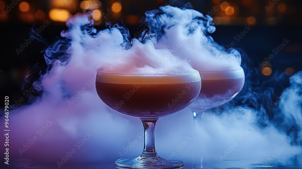 Liquid Nitrogen Cocktails in Elegant Glasses with Dramatic Fog Effects ...