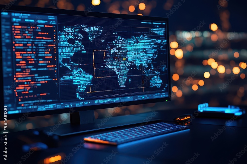 Hacker s digital workspace with dark web interfaces and password ...