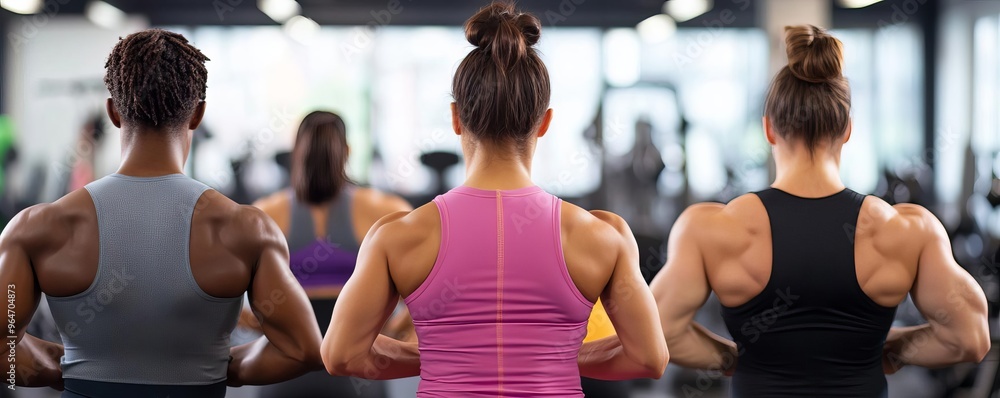 Dynamic depiction of a fitness class in a modern urban gym, showing ...