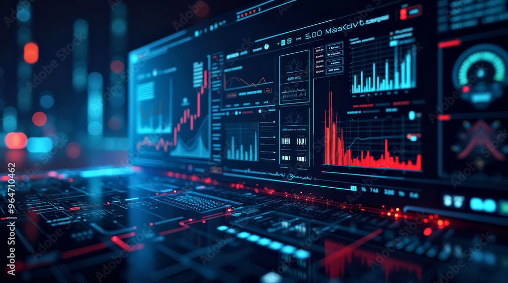 Cybersecurity Monitoring Dashboard Showing Real Time Network Activity And Threat Analysis