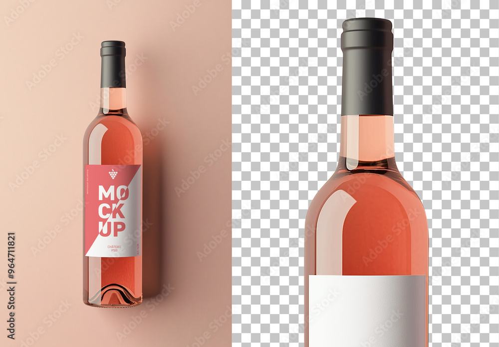 Studio photography style rose wine bottle label mockup - Outdoor store ...