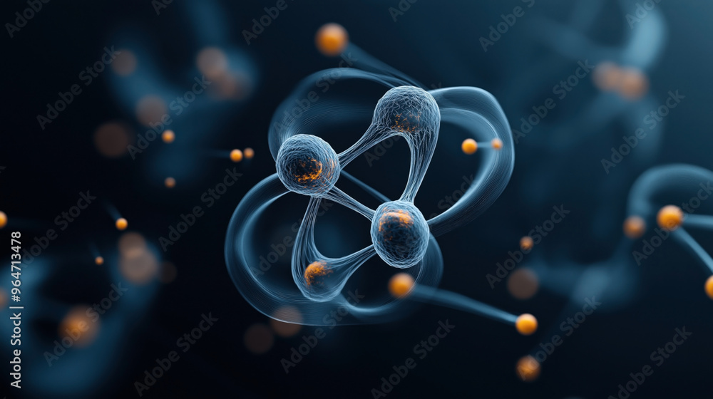 Conceptual illustration of an atomic structure with electrons orbiting ...