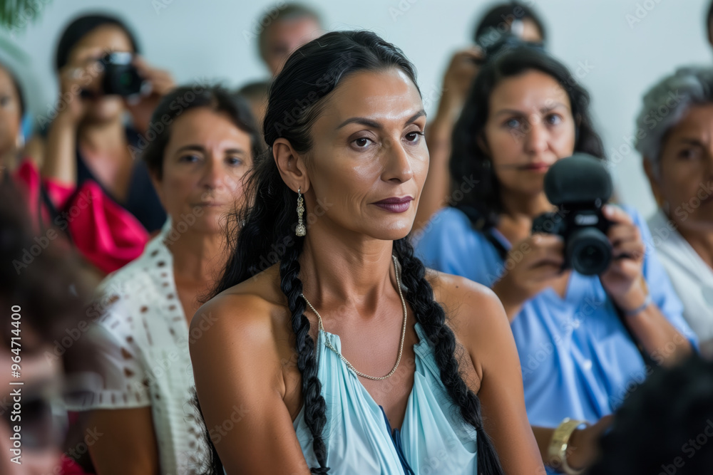Photograph of a female Brazilian politician with dark hair and a light ...