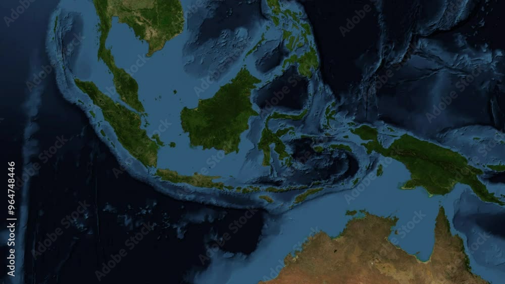 Zoom from Earth to Indonesia. (No Border) World map animation with ...