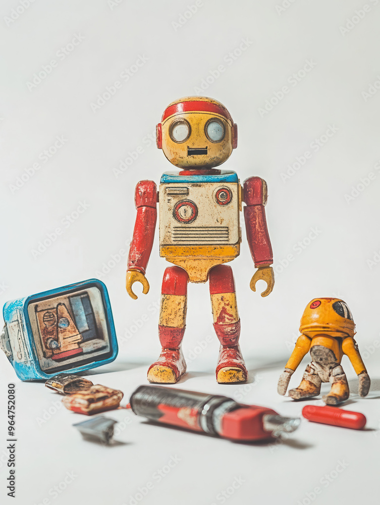 vintage toy robot toy collectible toy retro robot toy figurine tin toy action figure children\'s ...