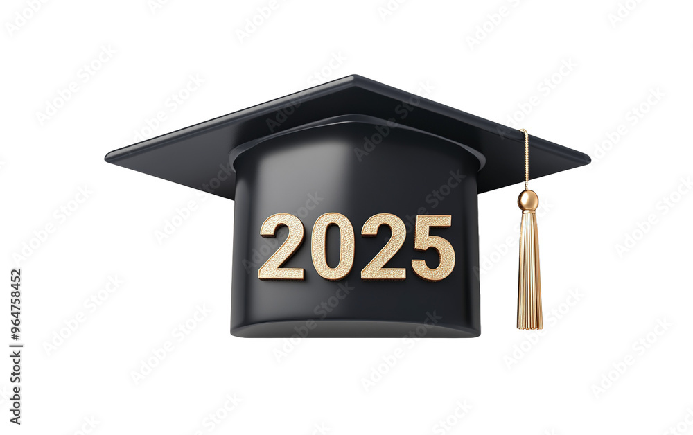 Graduate cap with text 2025 isolated on white or transparent background ...