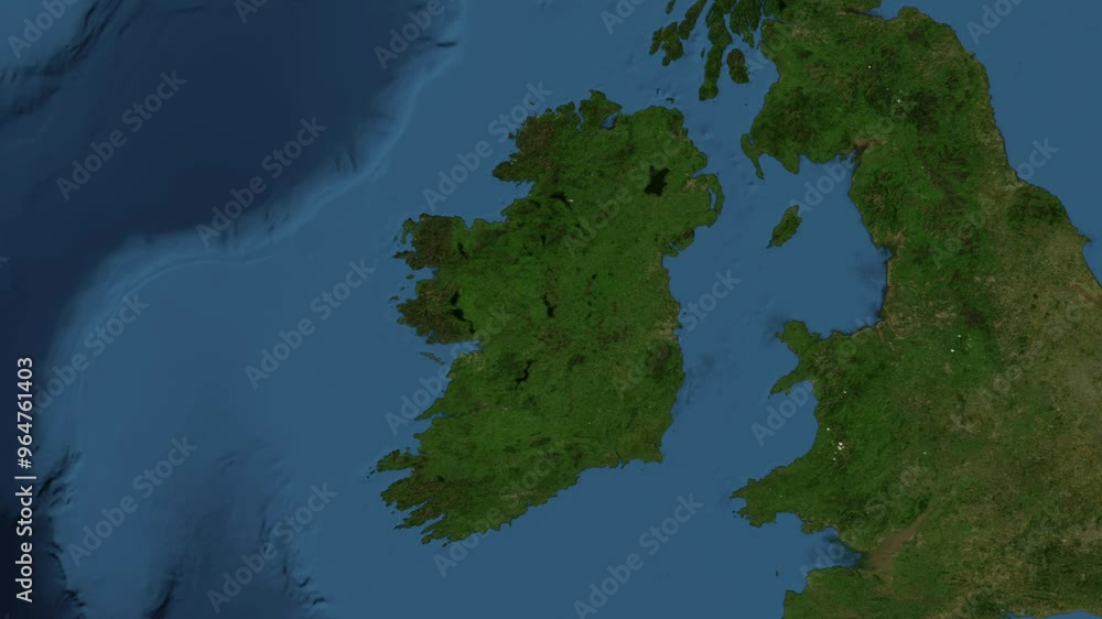 Zoom from Earth to Ireland. (No Border) High quality world map ...