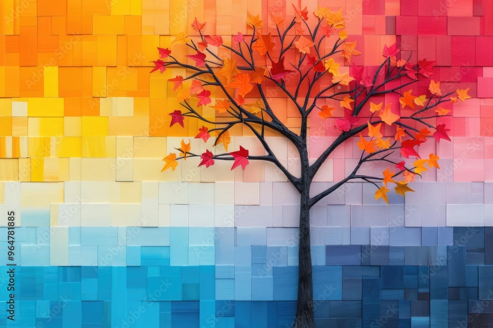 An abstract painting of GDP growth represented as a flourishing tree ...