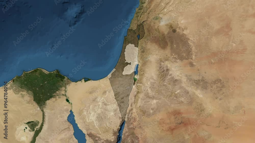 Zoom from Earth to Israel - Palestine. (Highlighted) World map ...