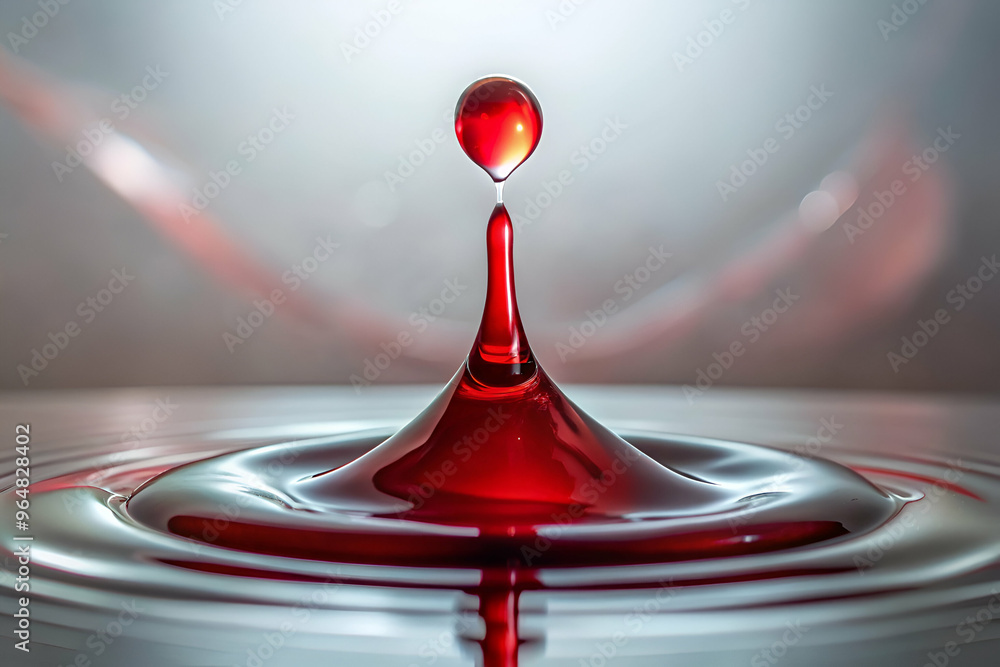 A drop of red liquid is floating on the surface of a body of water. The ...