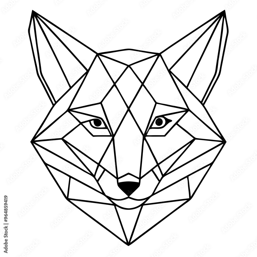 Geometric Fox: A modern minimalist line art illustration of a fox's ...