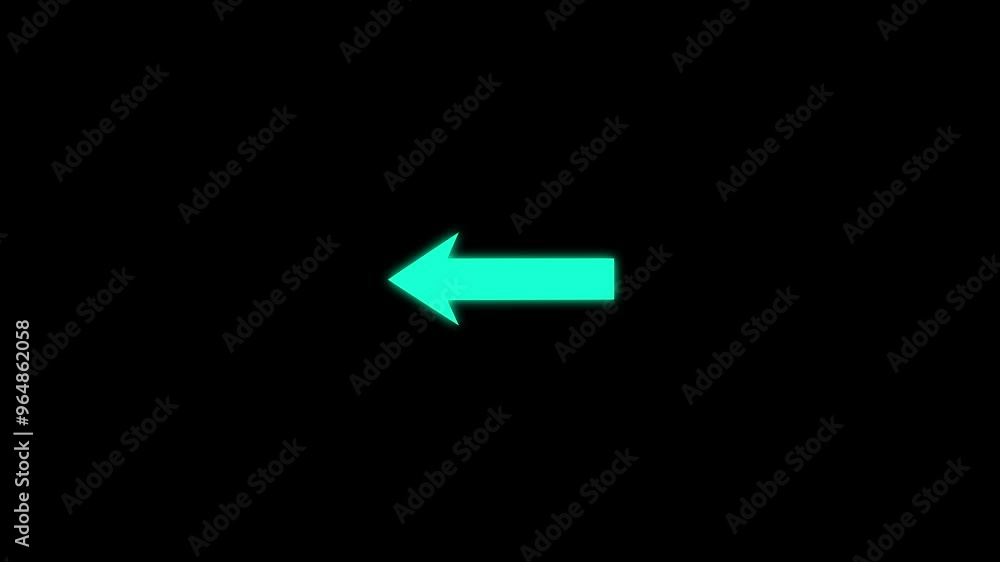 Left directional cyan arrow loop animation on black screen. Right ...