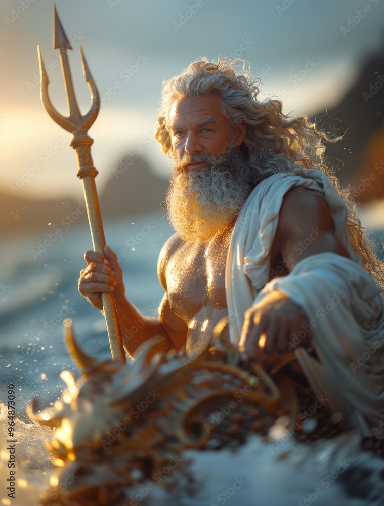 Sea ruler: Poseidon, Neptune the greek god governing the oceans and ...