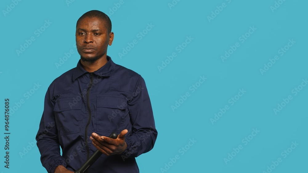 Security guard smacking hand with baton, intimidating suspects ...