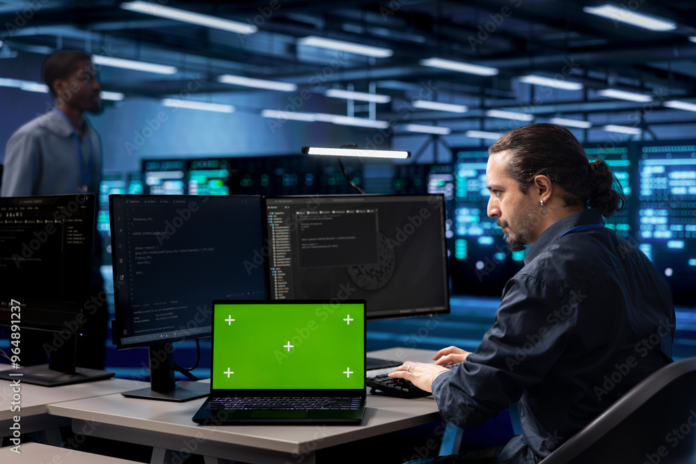 Admin in data center using system monitoring software on isolated ... Admin in data center using system monitoring software on isolated ...