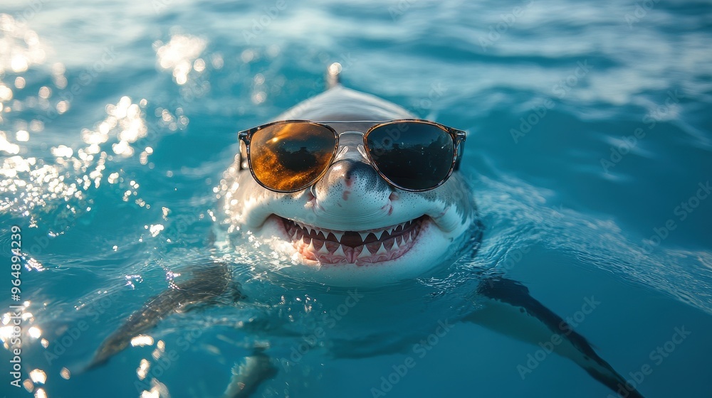 8K Resolution Real Photograph of a Happy, Smiling Shark Wearing ...
