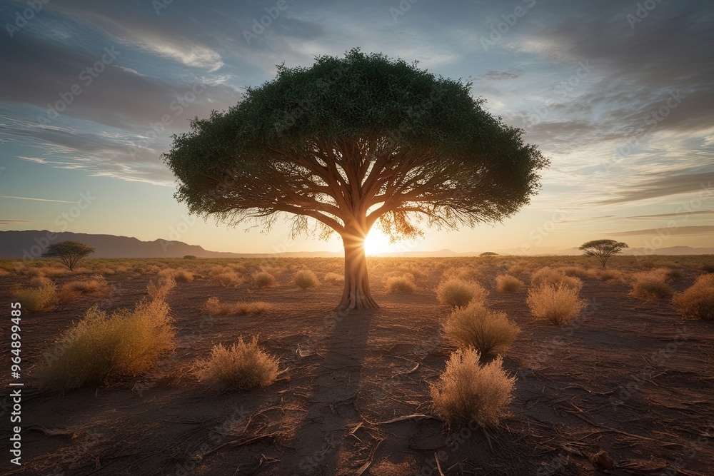 Resilient Tree in a Vibrant Landscape and Drought Representing Climate ...