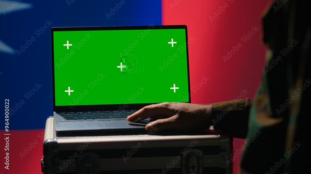 Taiwanese air defense operator uses radar on green screen laptop ...