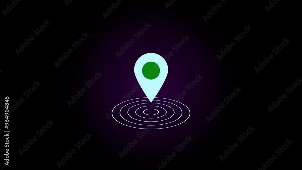 GPS location pointer animated with radio wave, location map pointer ...