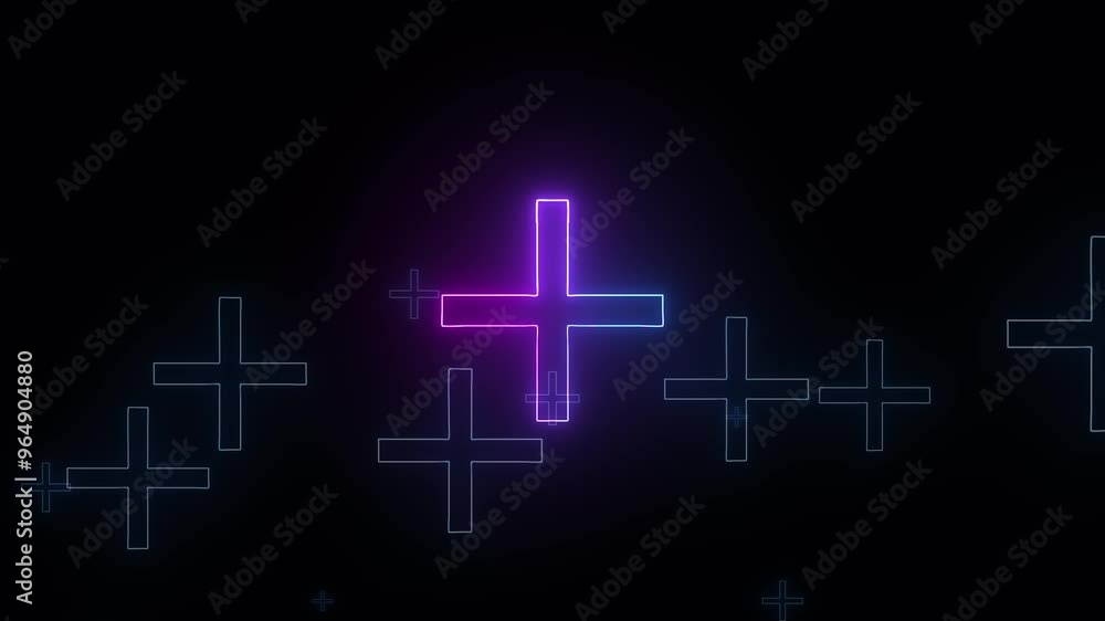 glowing neon animation. Neon glowing green plus symbol icon simple ...